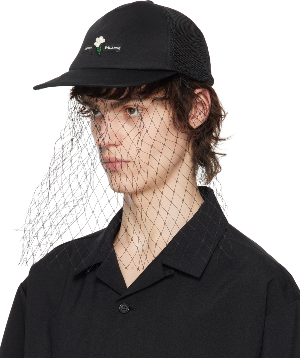 UNDERCOVER Black Beaded Appliqué Cap Undercover