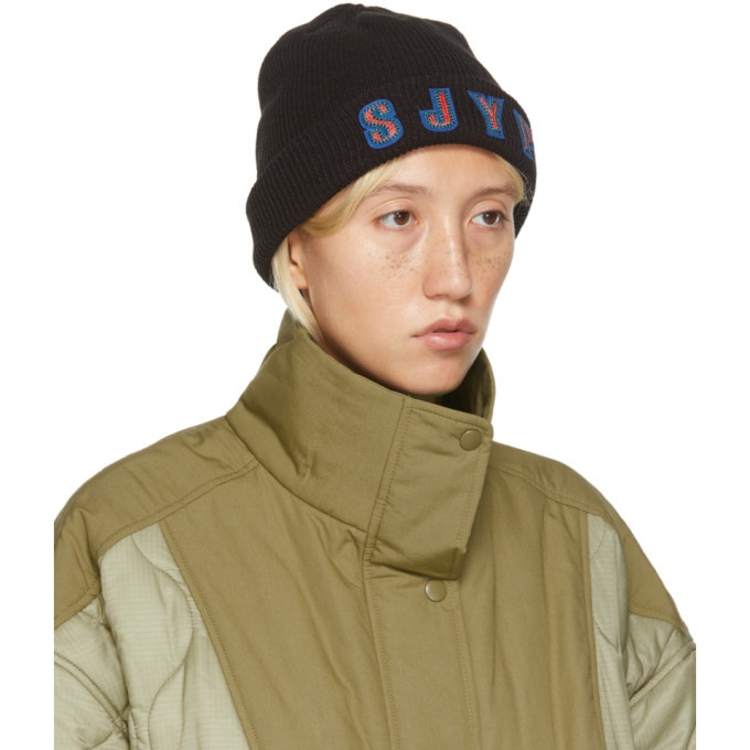 SJYP Black Logo Beanie SJYP