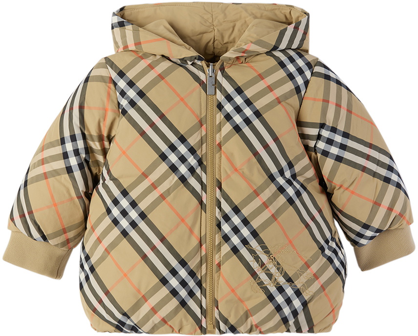 Burberry Baby Beige Check Reversible Down Jacket Burberry