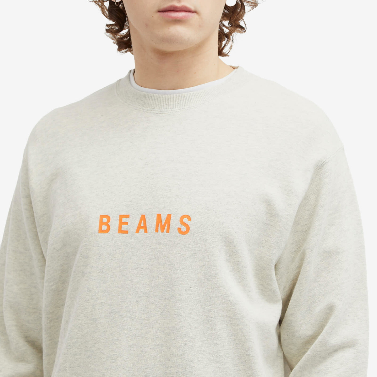 BEAMS Men's Logo Crew Sweatshirt in Oatmeal Beams Boy
