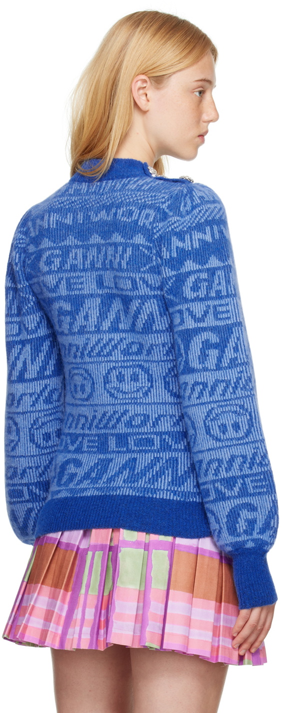 GANNI Blue Jacquard Sweater GANNI