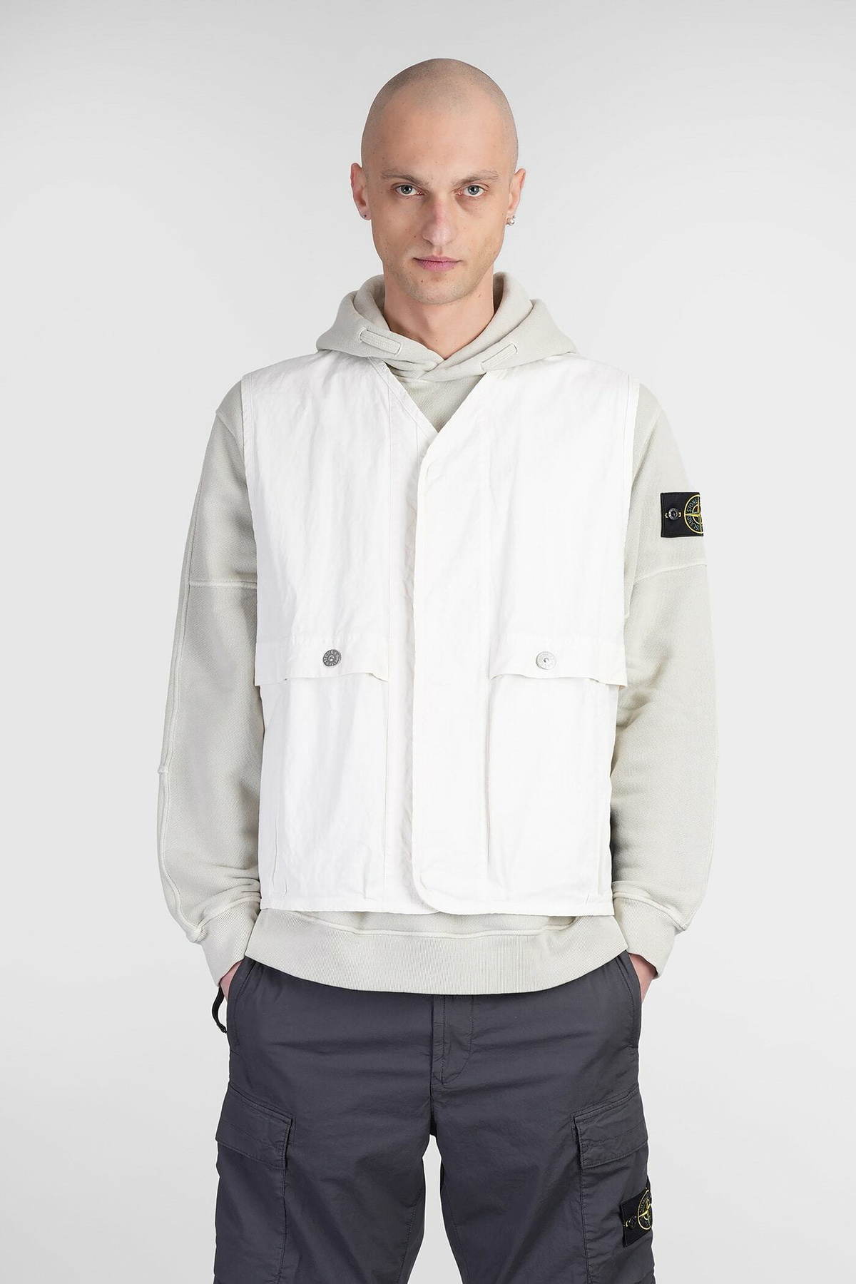 Stone Island Vest In Beige Cotton Stone Island