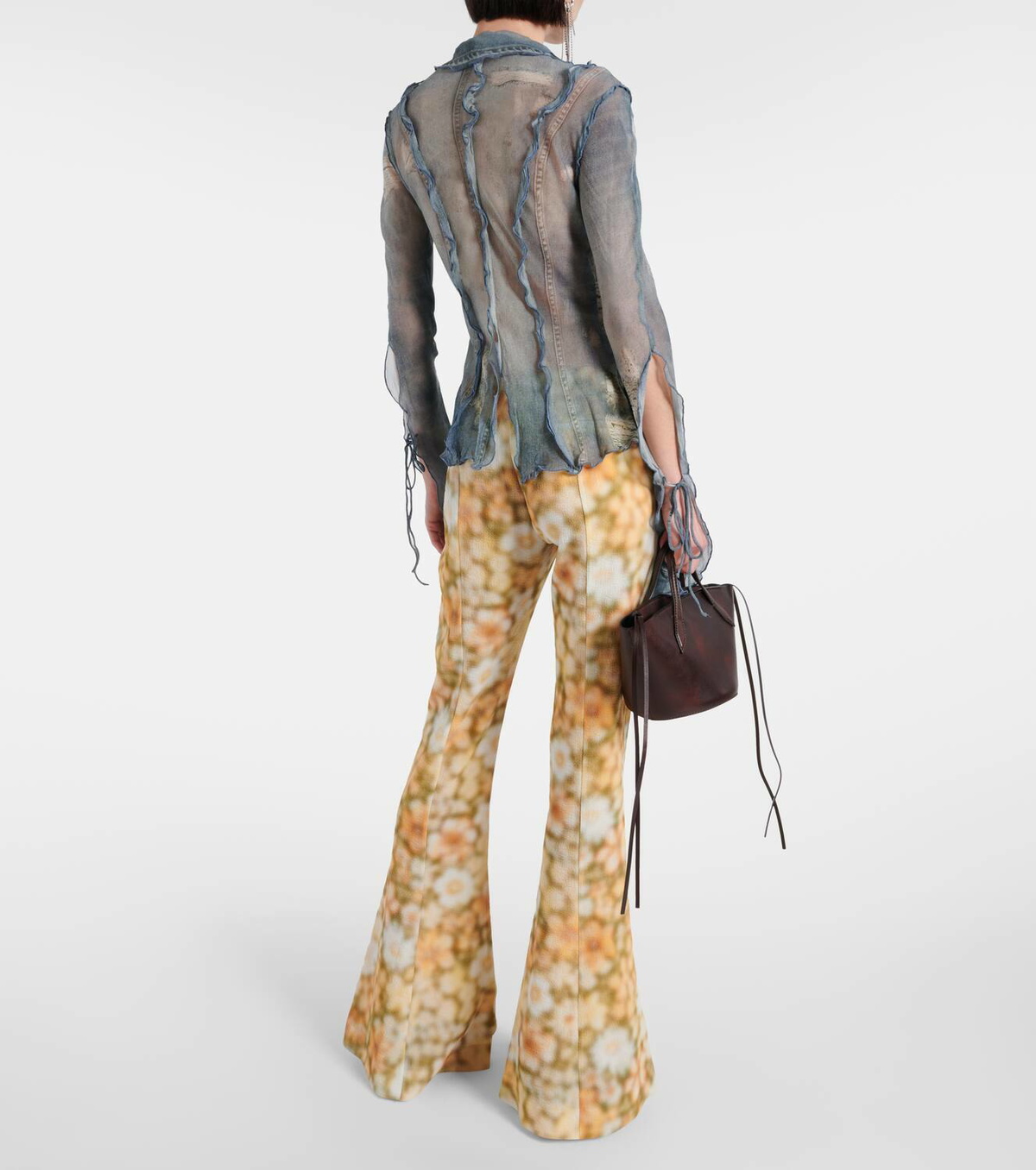 Acne Studios Distressed printed sheer top Acne Studios