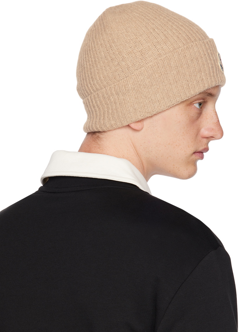Moncler Beige Rolled Brim Beanie Moncler