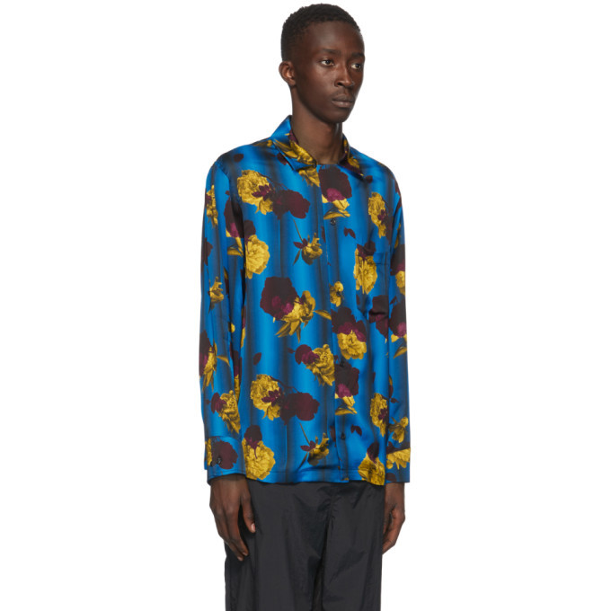 Opening Ceremony Blue Satin Floral Shirt Opening Ceremony