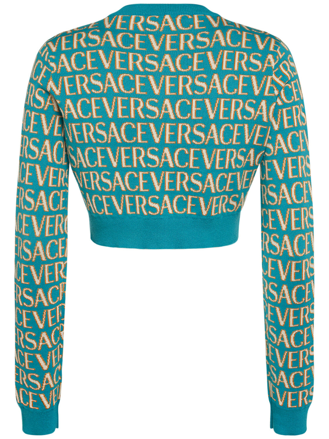 VERSACE - Logo Jacquard Knit Crop Cardigan Versace