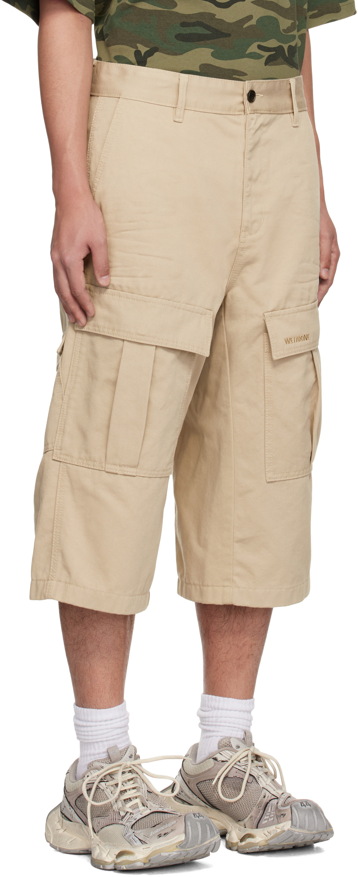 We11done Beige Cargo Chino Shorts We11done