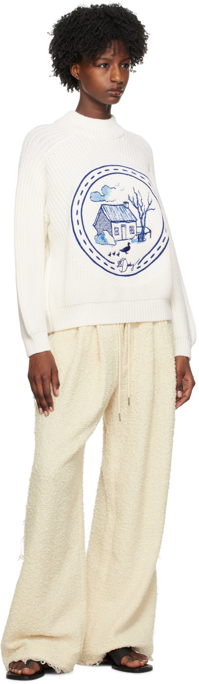 S.S.Daley White Cottage Scene Sweater S.S.Daley S.S.Daley White Cottage Scene Sweater S.S.Daley