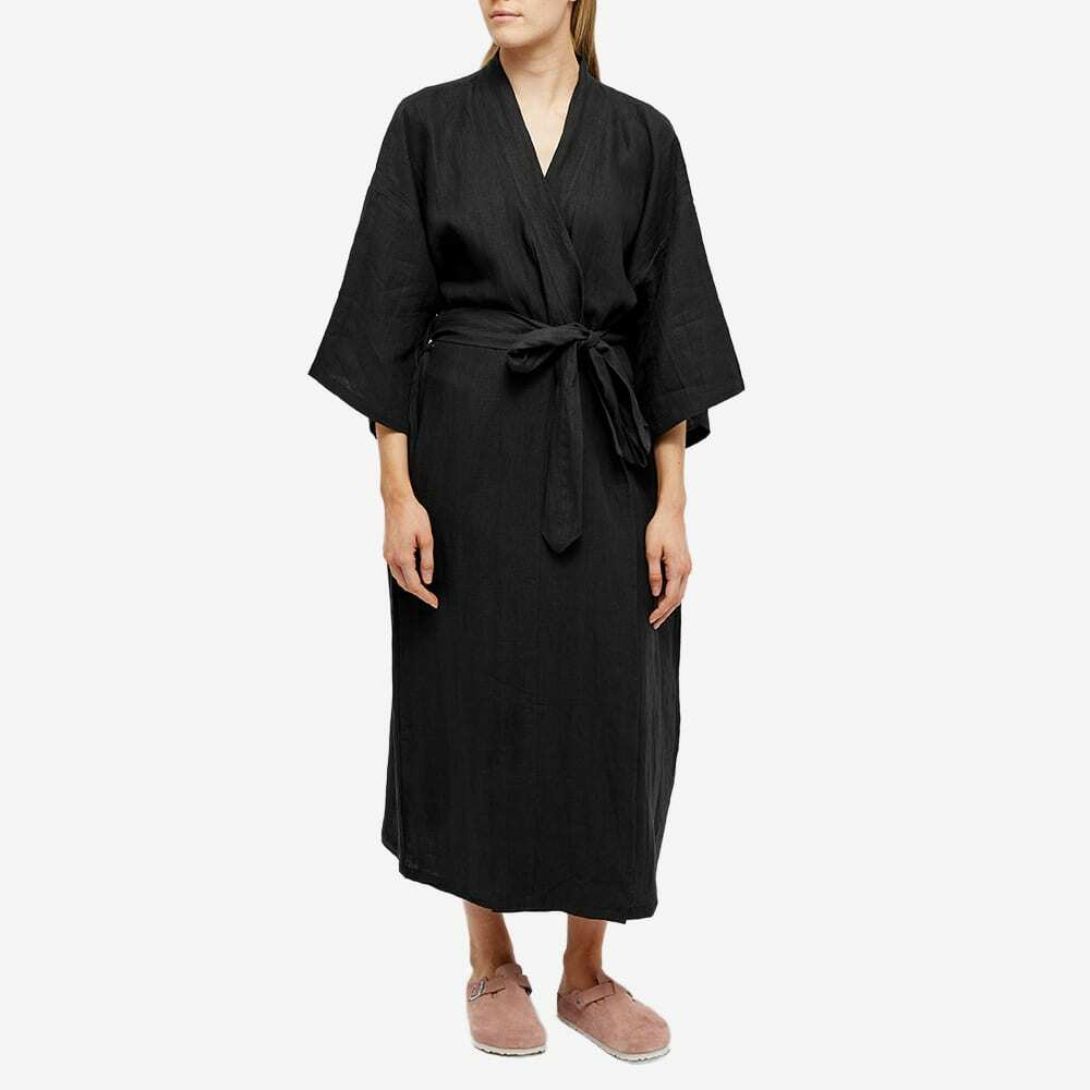 Deiji Studios Women's 02 Linen Robe in Deep Black Deiji Studios