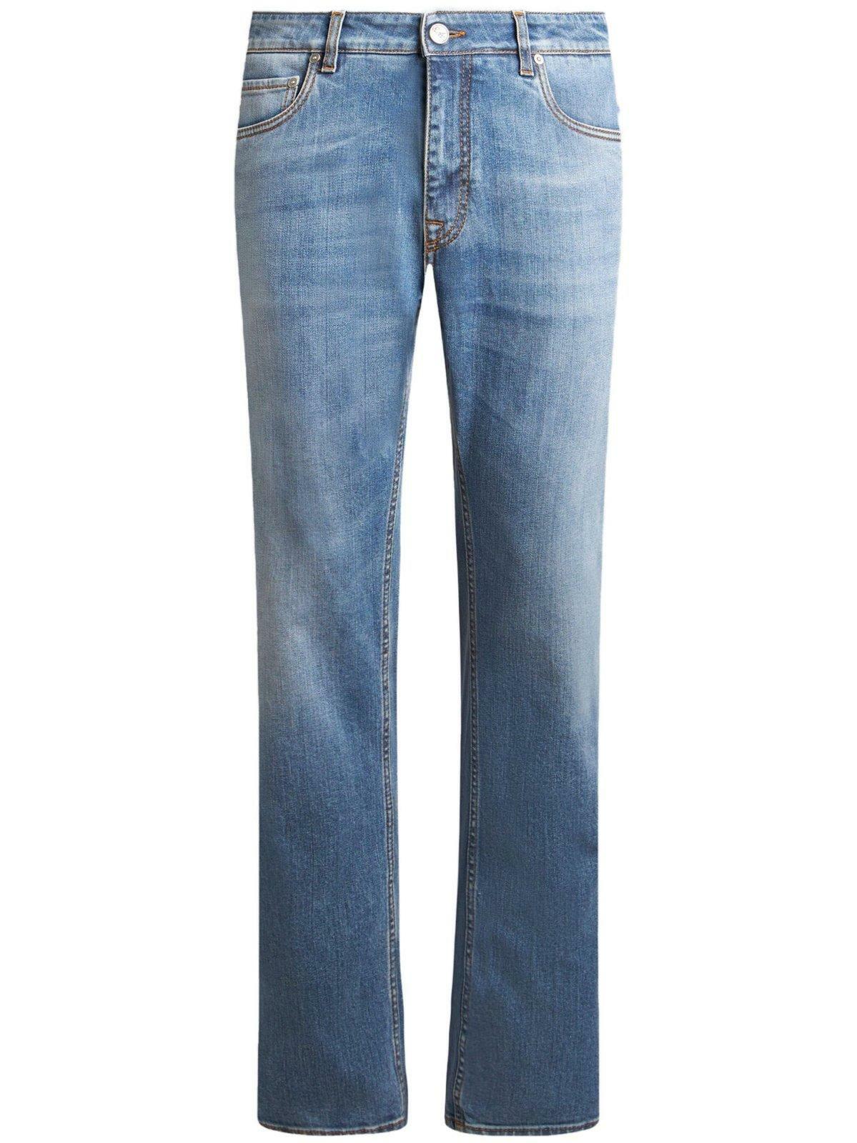 Etro Embroidered Straight Leg Jeans Etro