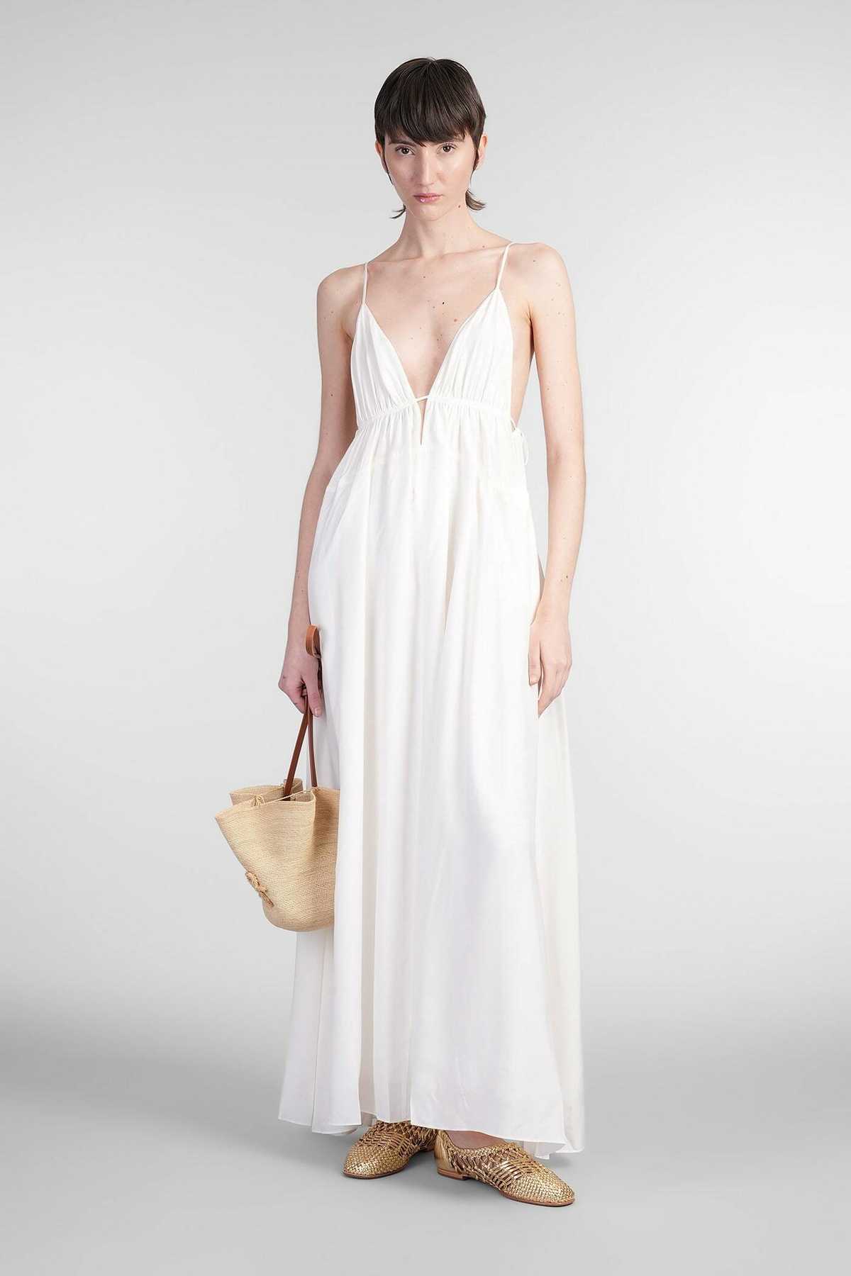 Simkhai Josephine Dress Woman In Beige Viscose Simkhai