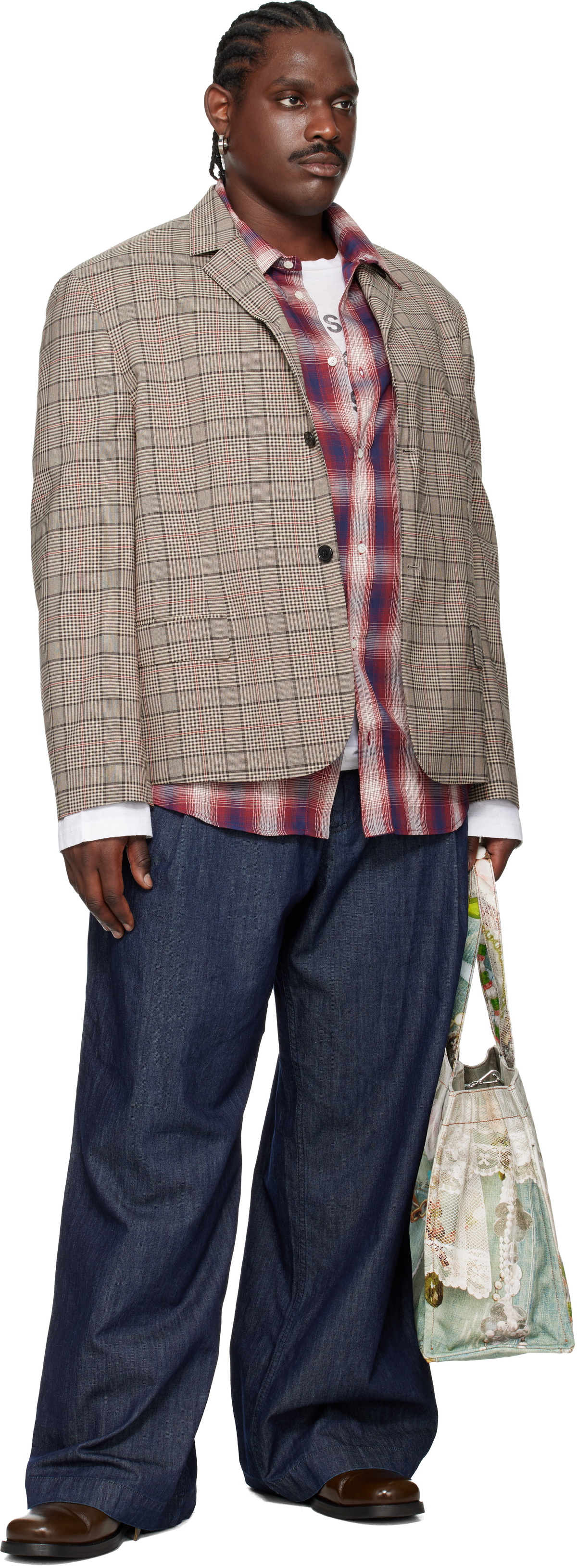 Acne Studios Brown Prince of Wales Blazer Acne Studios