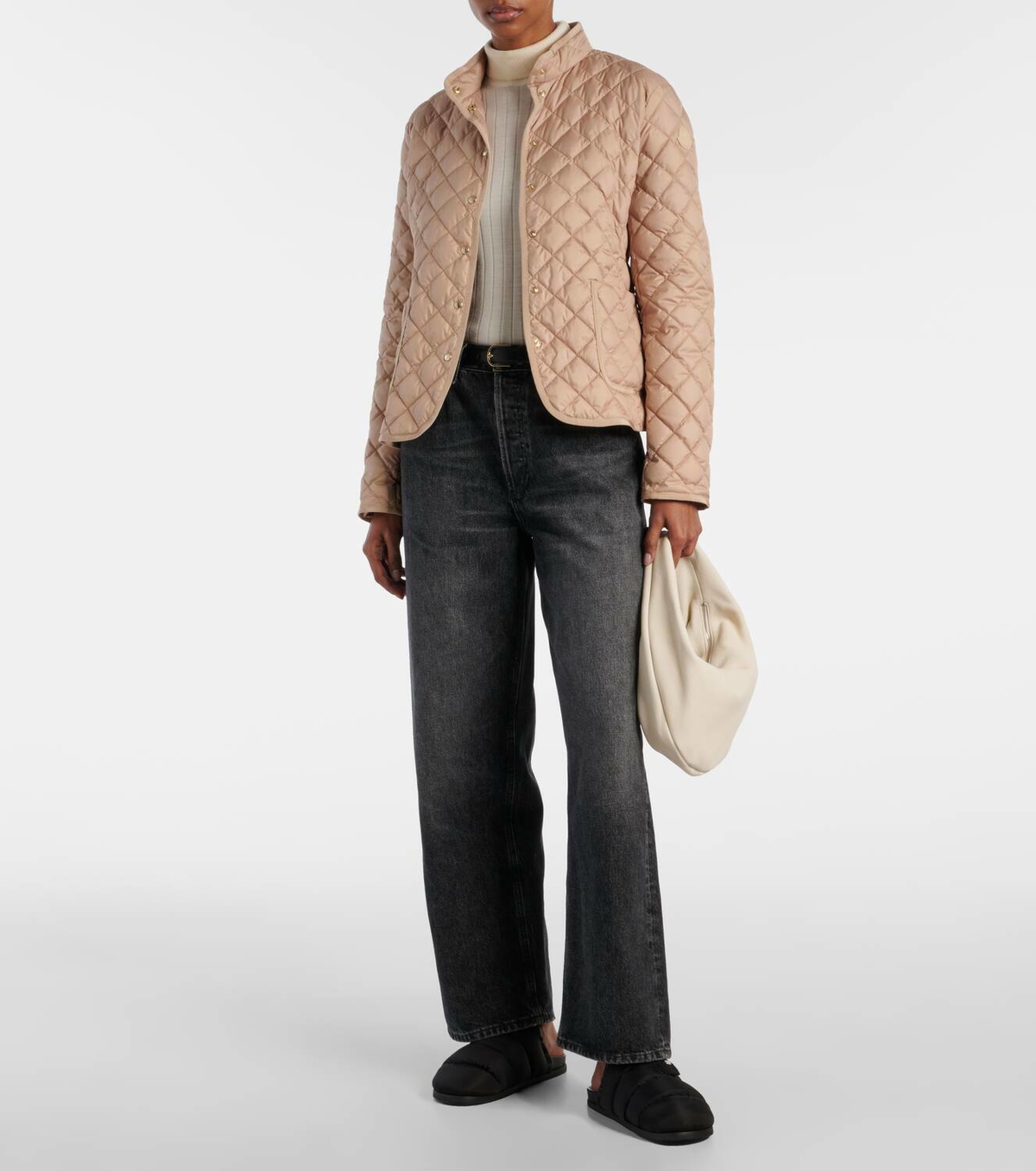 Moncler Mon Pocket leather-trimmed mules Moncler