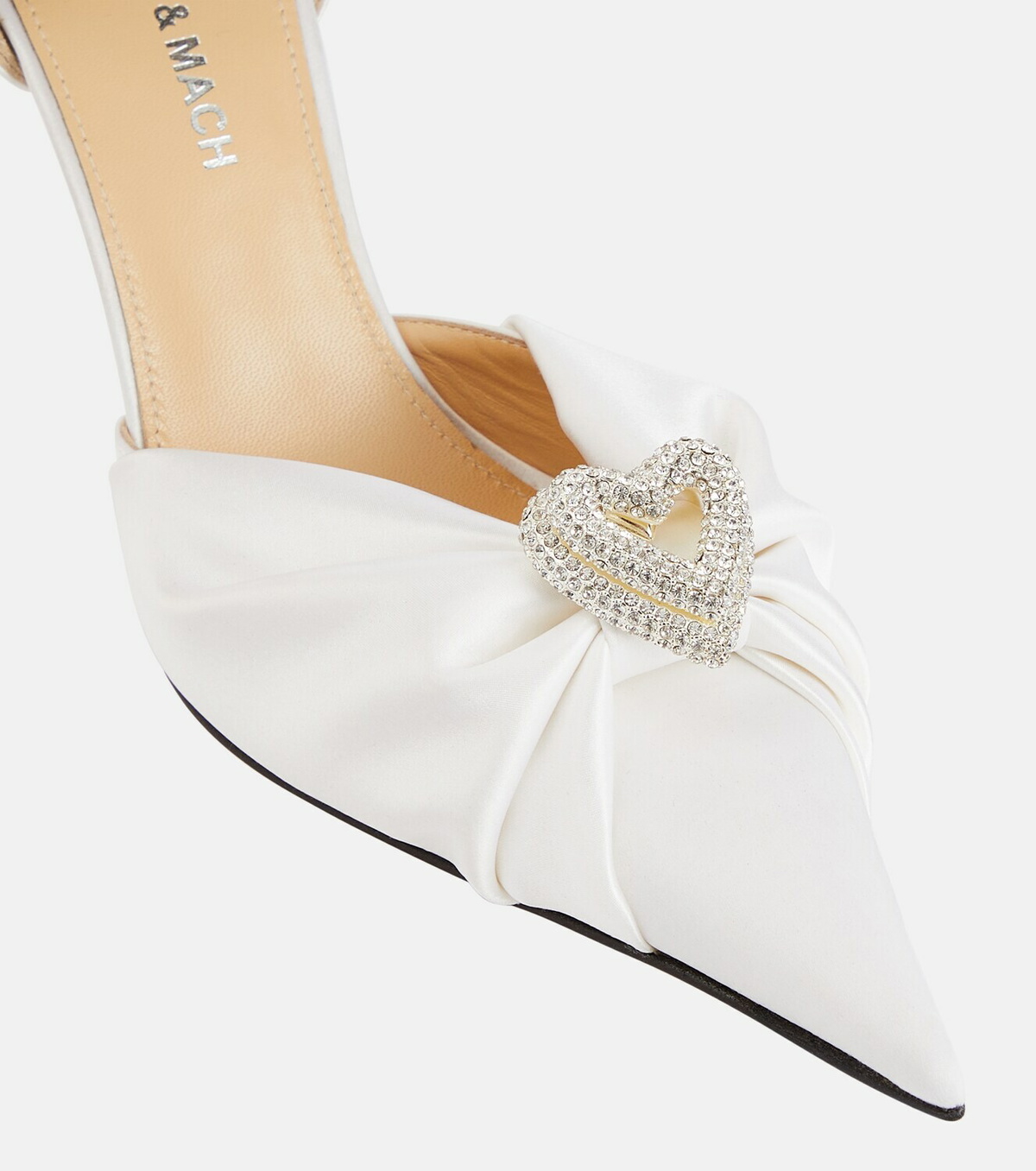 Mach & Mach Double Heart embellished satin pumps MACH & MACH