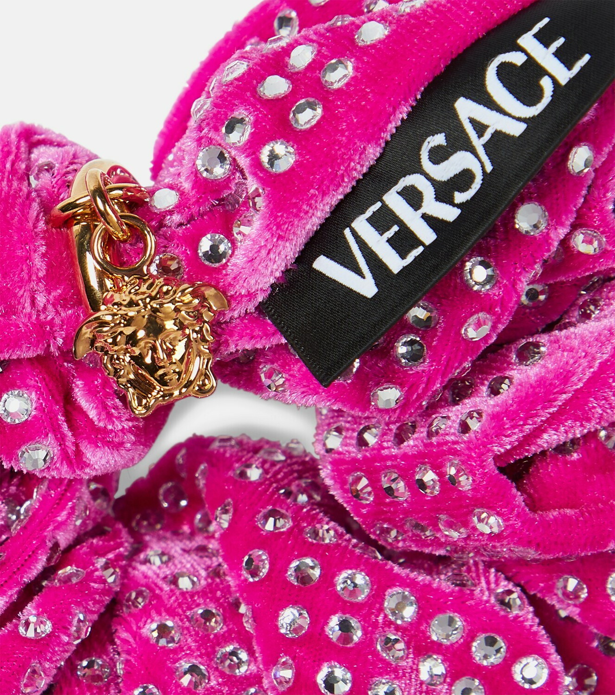 Versace - Medusa velvet embellished scrunchie Versace