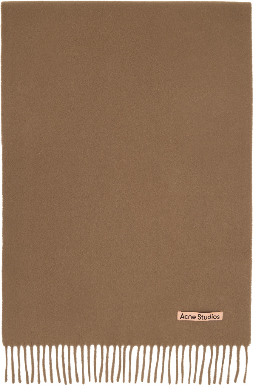 Acne Studios Brown Narrow Fringe Scarf Acne Studios
