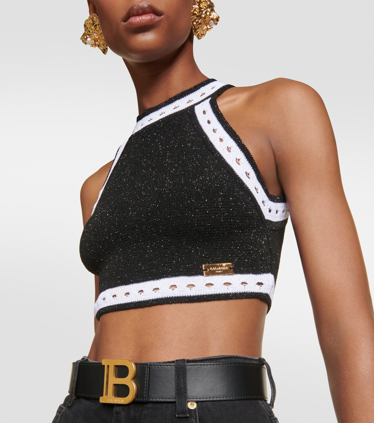 Balmain Halterneck wool-blend crop top Balmain