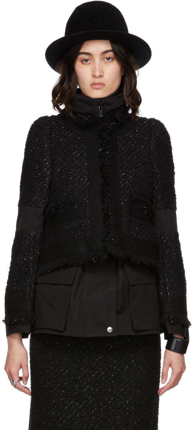 Sacai Black Tweed Jacket Sacai