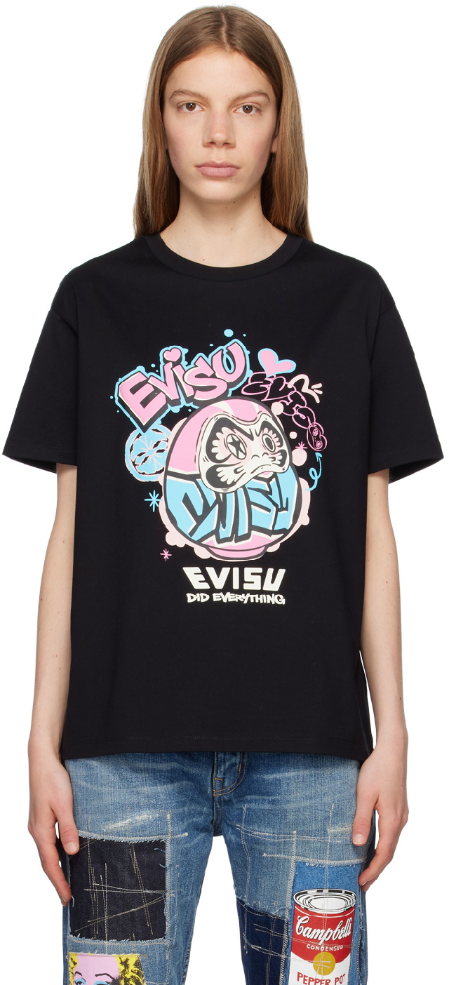 Evisu Black Taiko Daruma T-Shirt Evisu