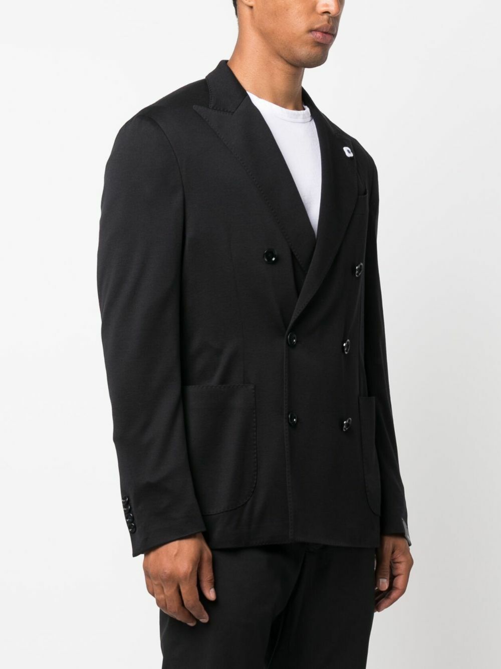 Lardini Black Peaked Lapel Blazer