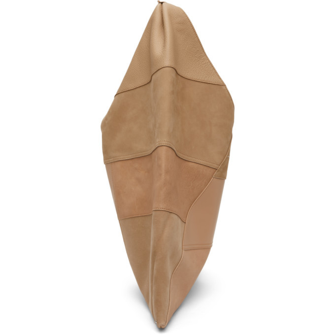 MM6 Maison Margiela Beige Leather Patchwork Triangle Tote MM6 Maison ...