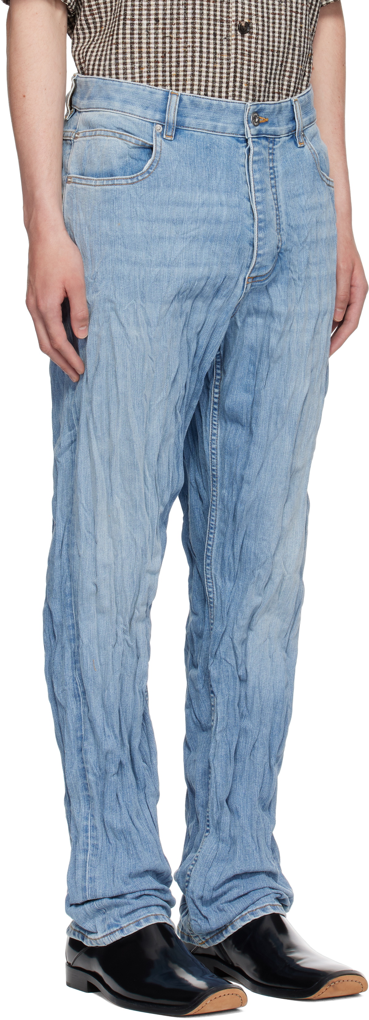 Bottega Veneta Blue Crushed Jeans Bottega Veneta