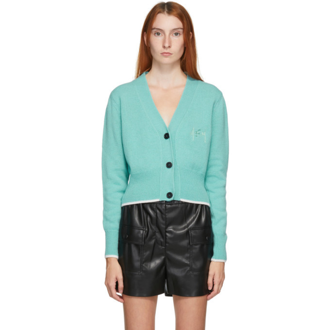 MSGM Green Wool and Cashmere Cardigan MSGM