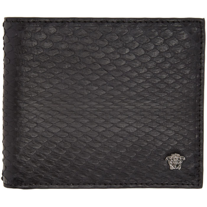 Versace Black Snake-Embossed Bifold Wallet Versace