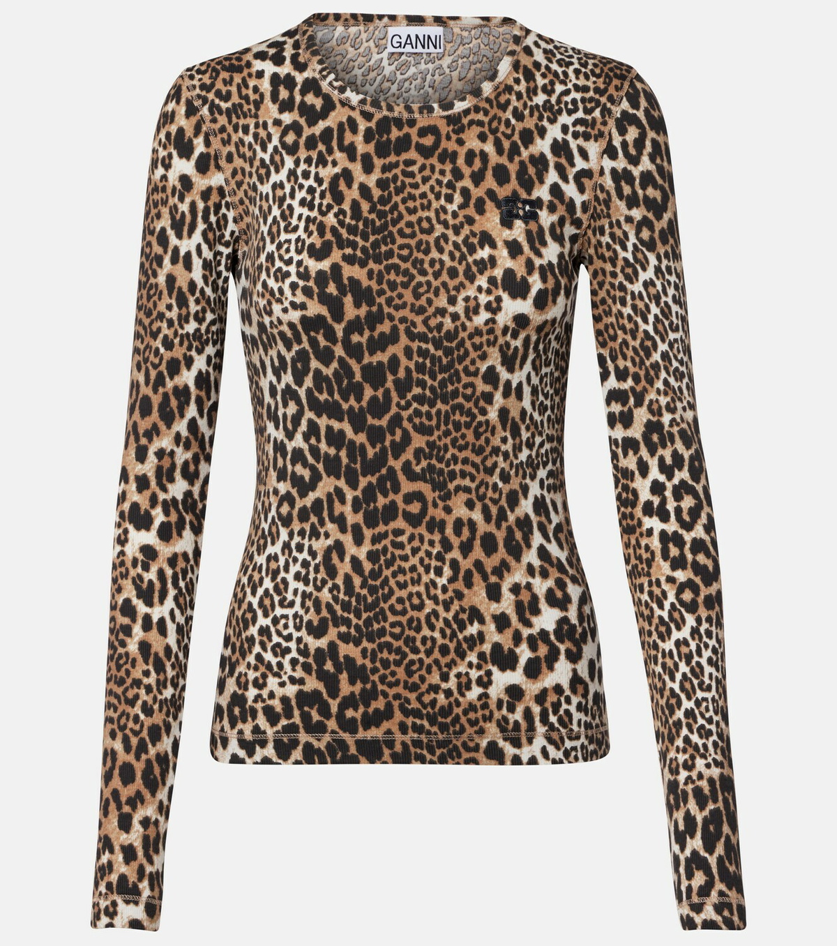 Ganni Leopard-print cotton-blend top GANNI