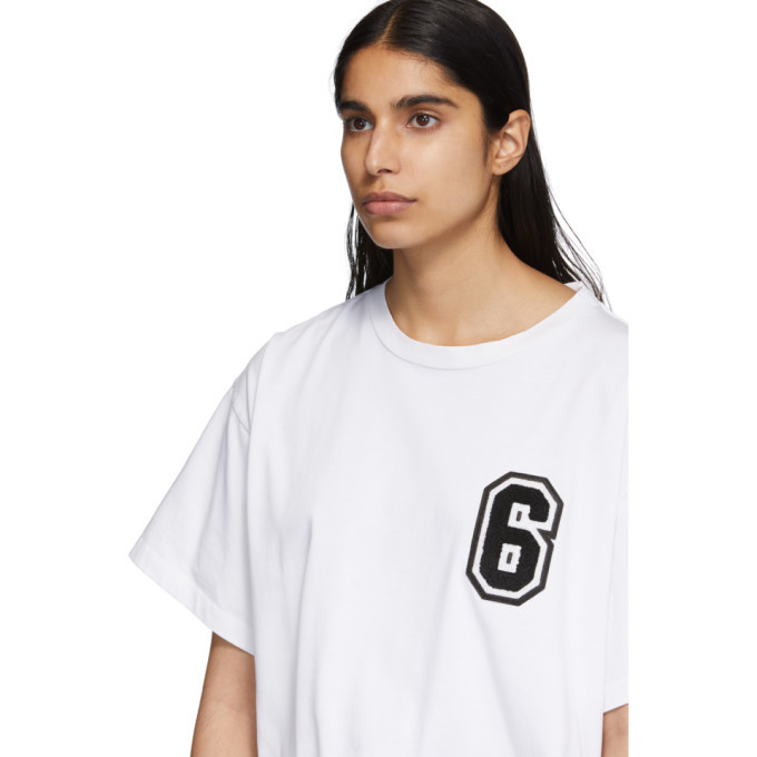 MM6 Maison Margiela White Logo Patchwork T-Shirt MM6 Maison Margiela