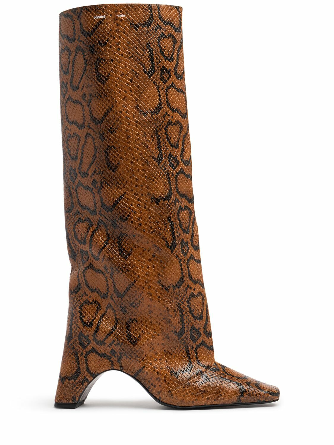 COPERNI 85mm Snake Print Leather Bridge Boots Coperni