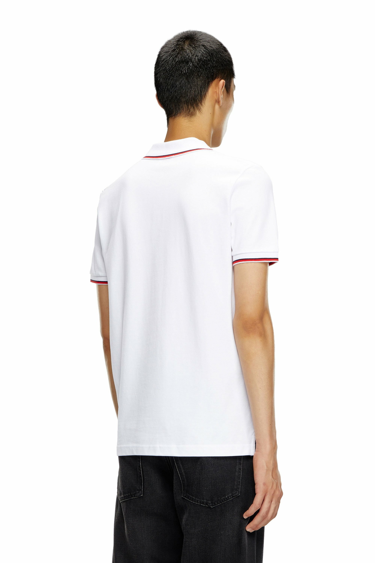 Diesel Polo shirt with striped trims - Polos Mens in White Diesel