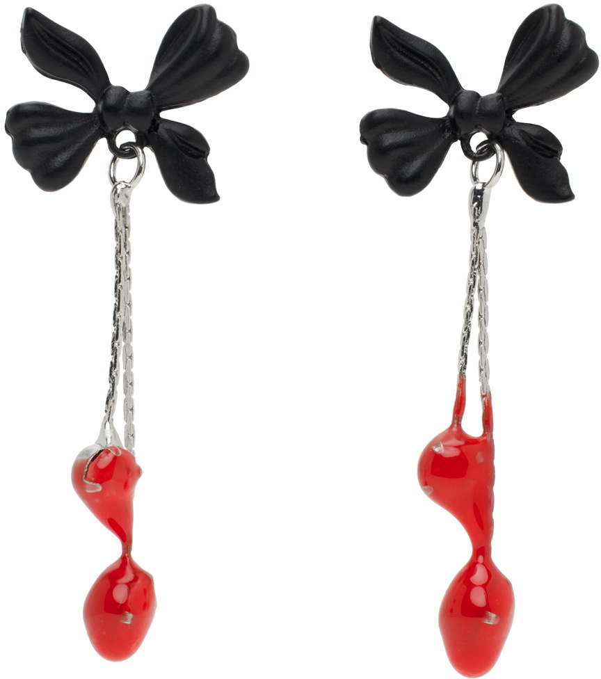 Ottolinger Silver & Black Dipped Ribbon Earrings Ottolinger