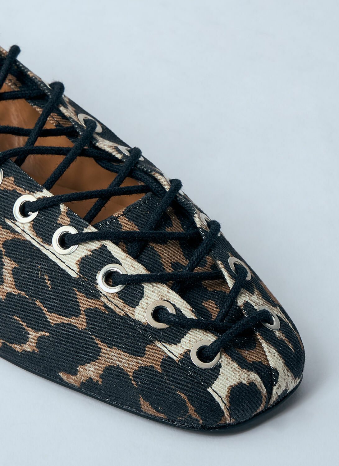 GANNI Leopard Oleatex Ballerina Flats GANNI