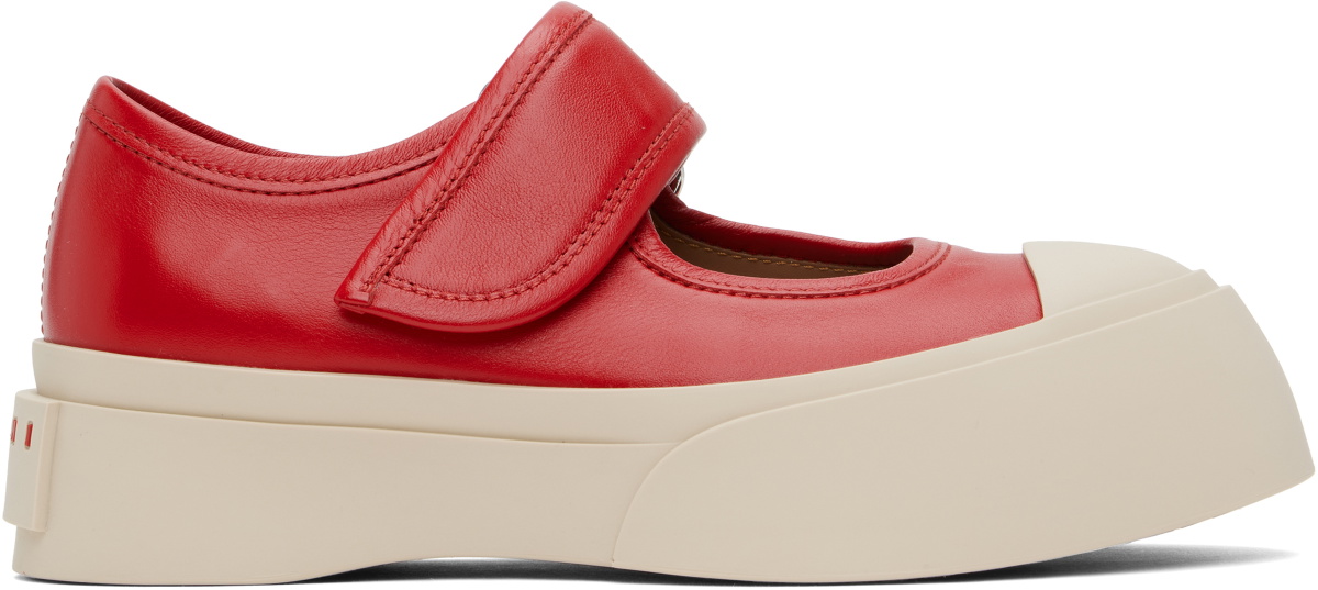 Marni Red Leather Mary Jane Sneakers Marni