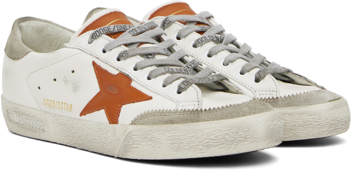 Golden Goose White & Orange Super-Star Penstar Sneakers Golden Goose ...