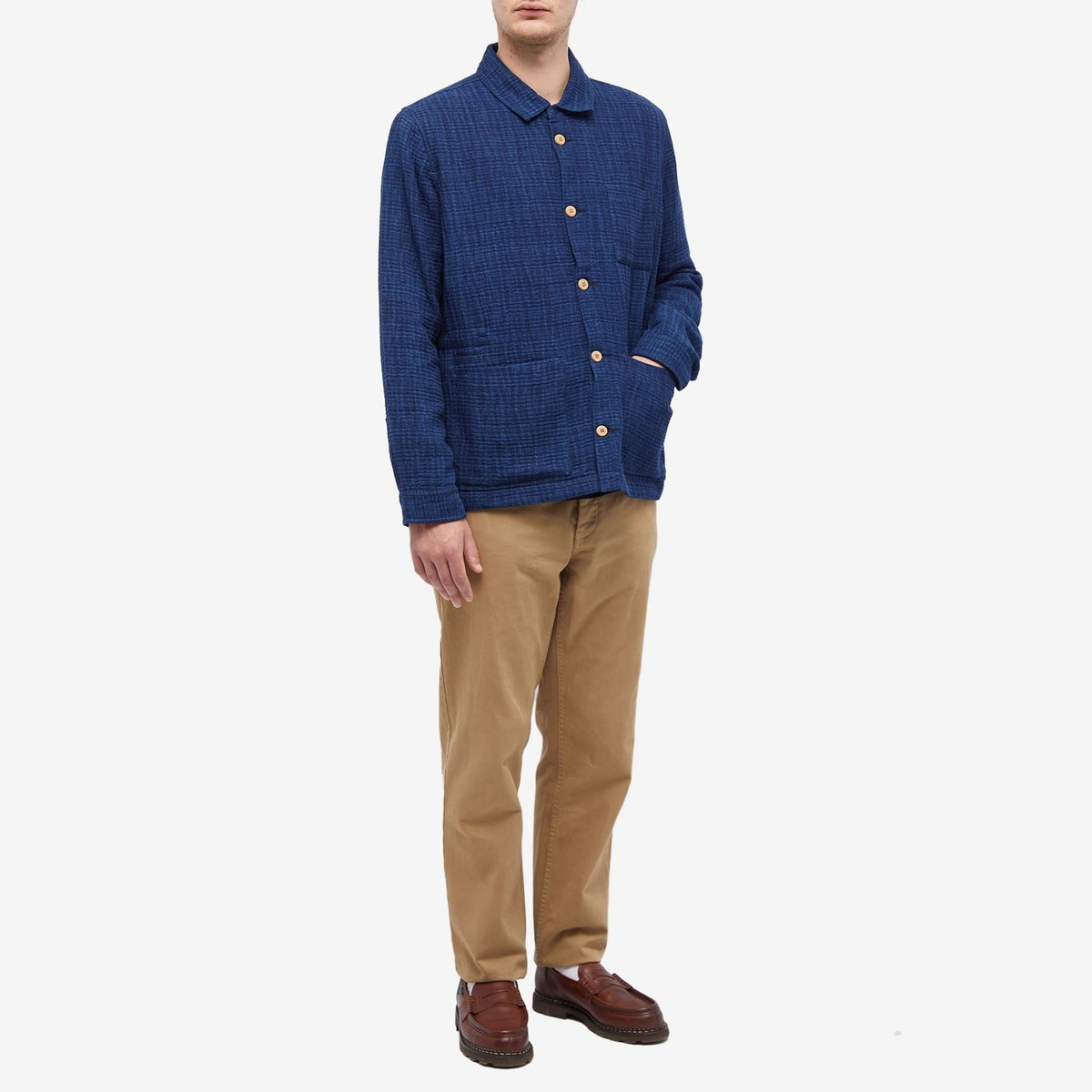 Folk Men's Waffle Assembly Jacket in Indigo Waffle Folk