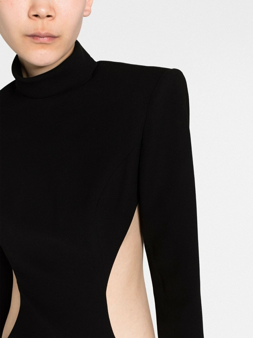 MONOT - High Neck Silk Crepe Short Dress Monot