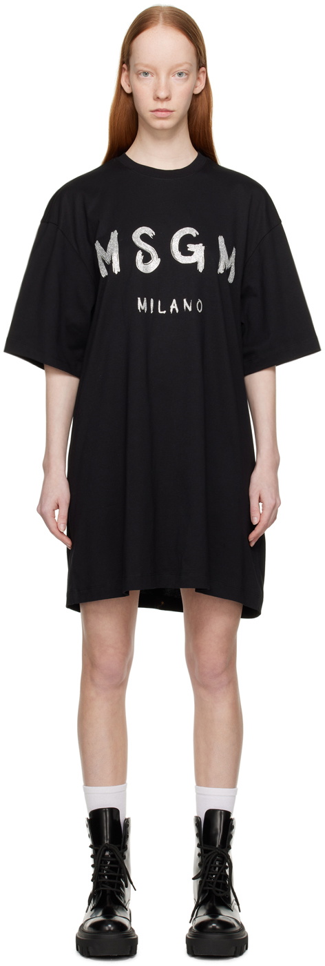 MSGM Black Glittered Mini Dress MSGM