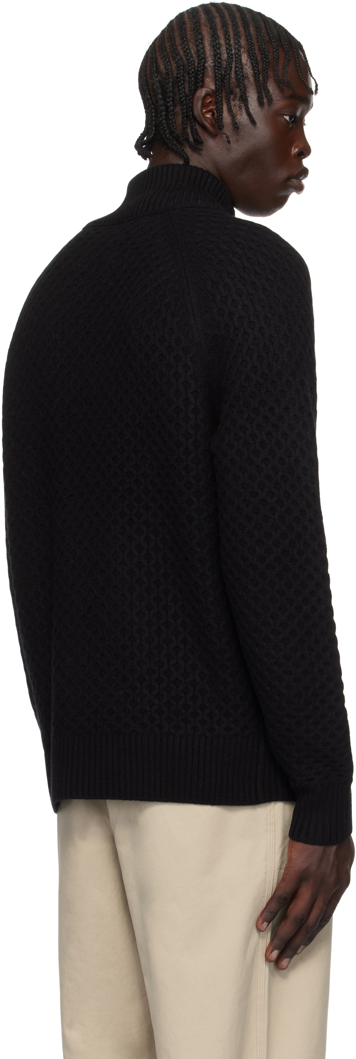 Reigning Champ Black Merino Honeycomb Track Sweater Reigning Champ