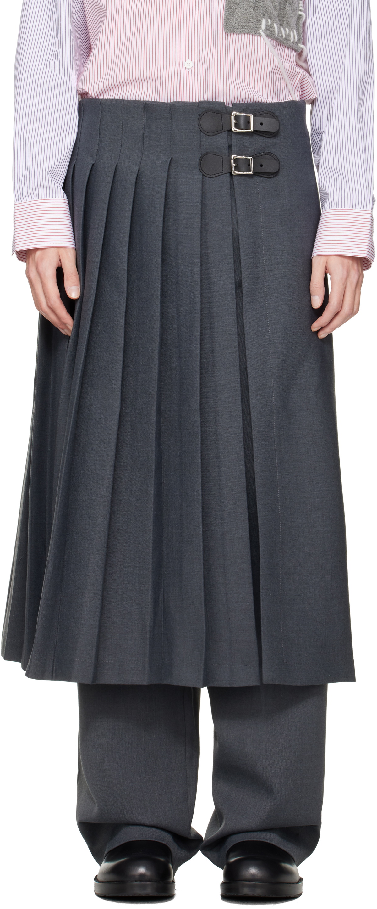 Charles Jeffrey LOVERBOY Gray Long Wide Leg Skouser Trousers Charles ...