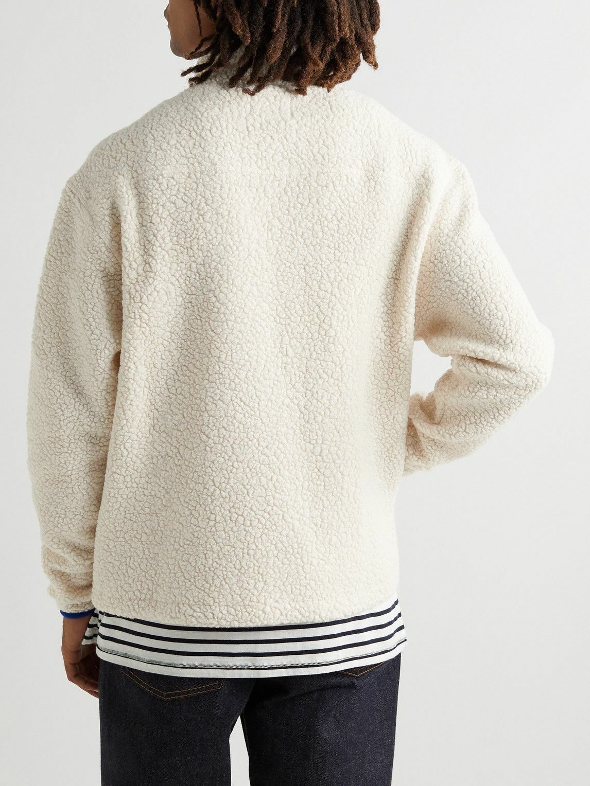 Drake's - Logo-Embroidered Wool-Blend Fleece Jacket - Neutrals Drake's