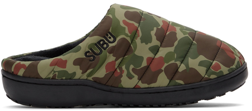 SUBU Green Quilted Camo Slippers SUBU