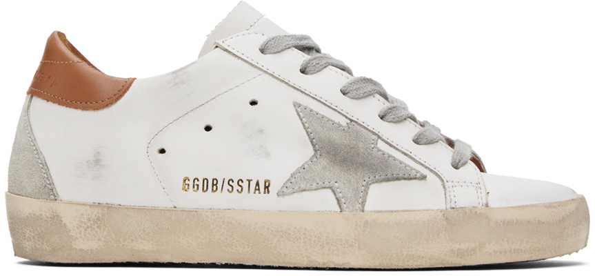 Golden Goose SSENSE Exclusive White & Brown Super-Star Sneakers Golden ...
