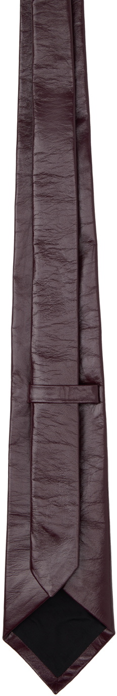 Bottega Veneta Burgundy Shiny Leather Tie Bottega Veneta