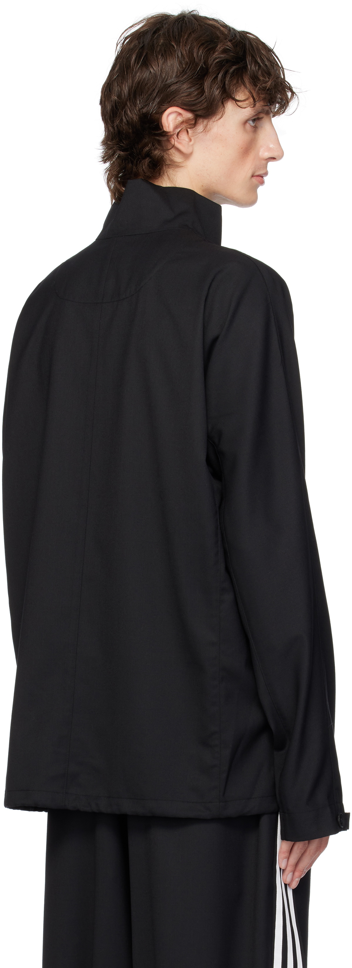 Y-3 Black Refined Wool 3-Stripes Track Jacket Y-3
