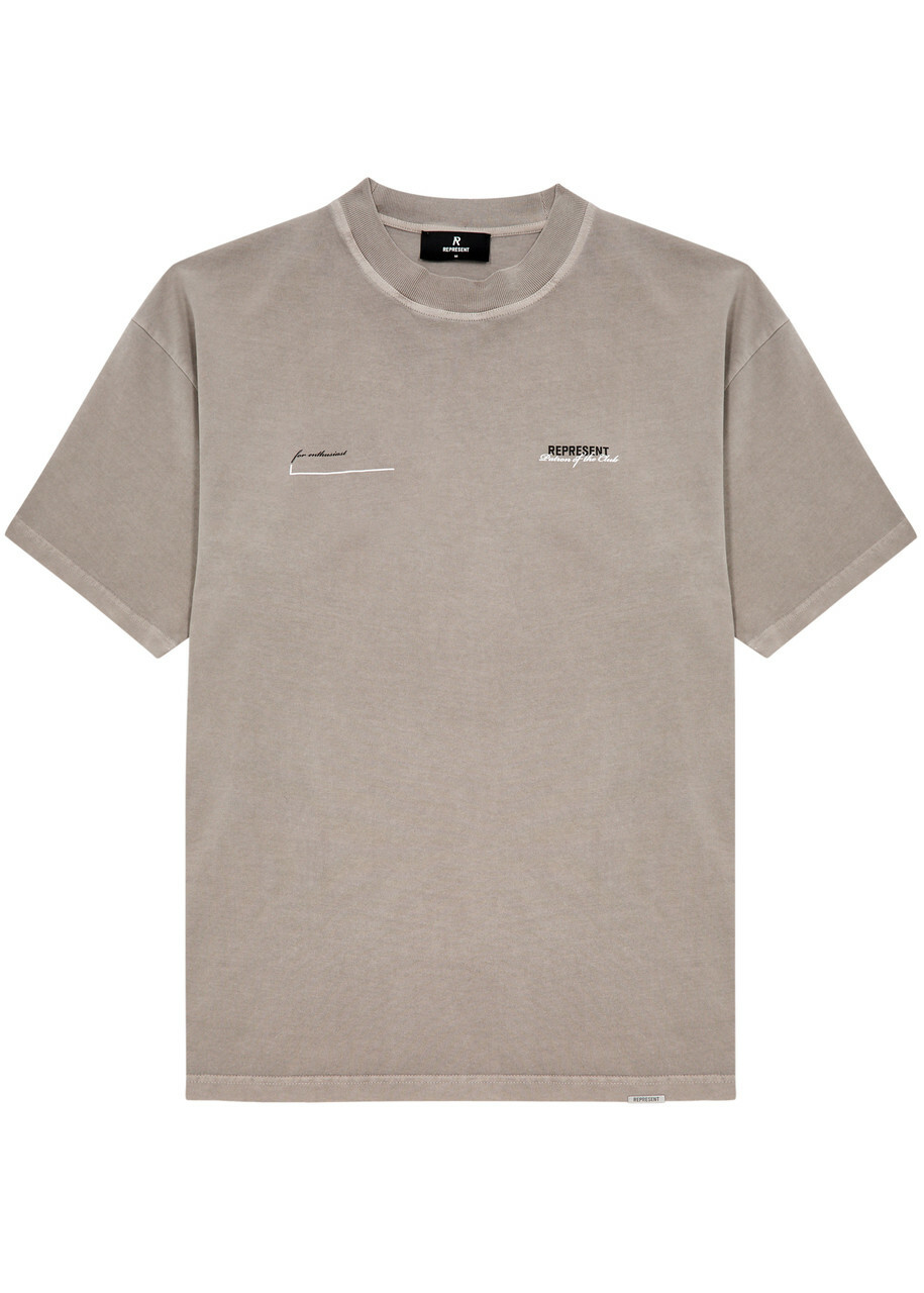 Represent Patron Of The Club Printed Cotton T-shirt Grey Represent