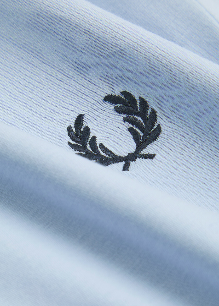 Fred Perry Stripe-trimmed Logo Cotton T-shirt Light Blue Fred Perry