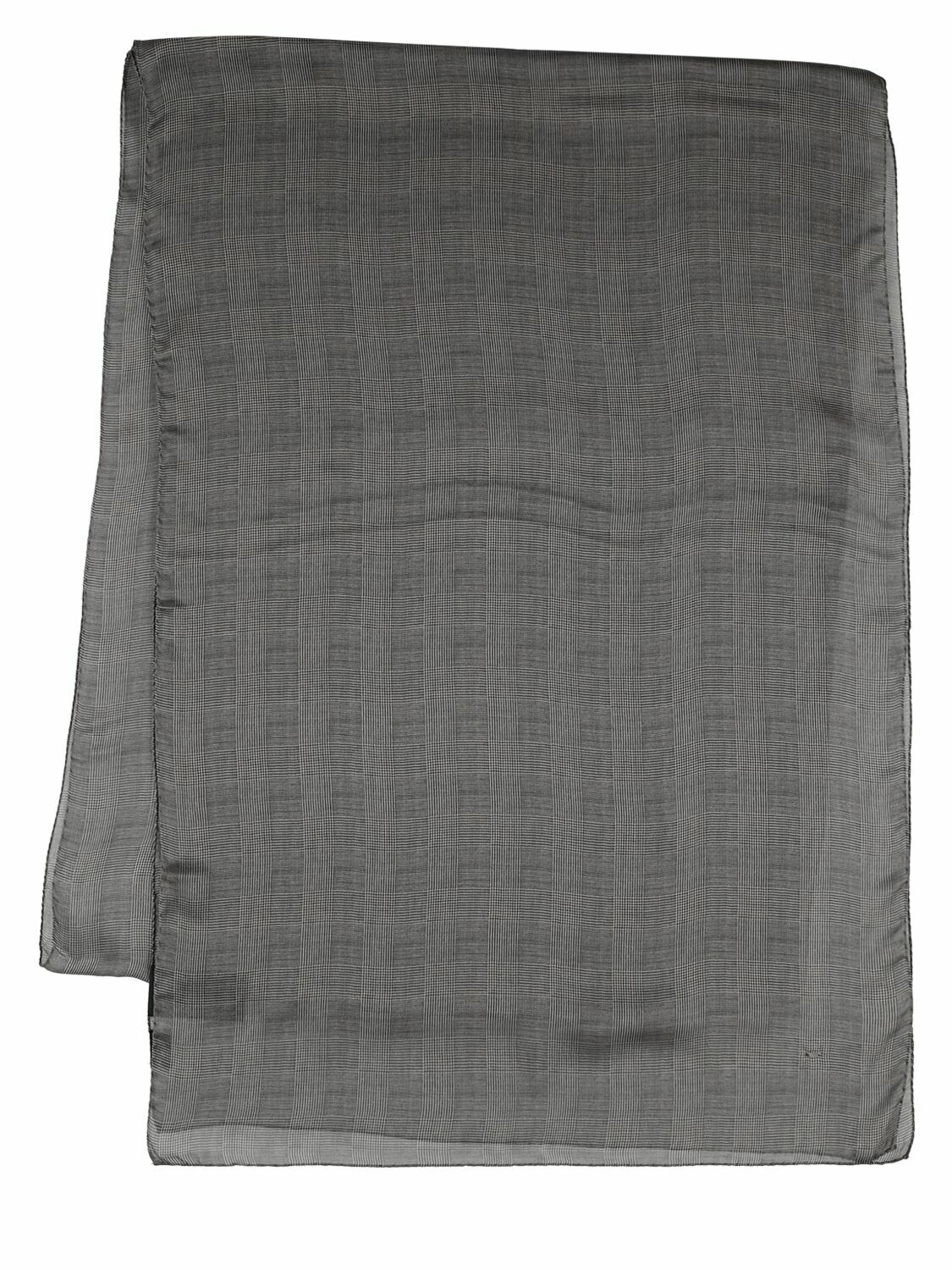 SAINT LAURENT - Prince Of Wales Silk Long Scarf Saint Laurent