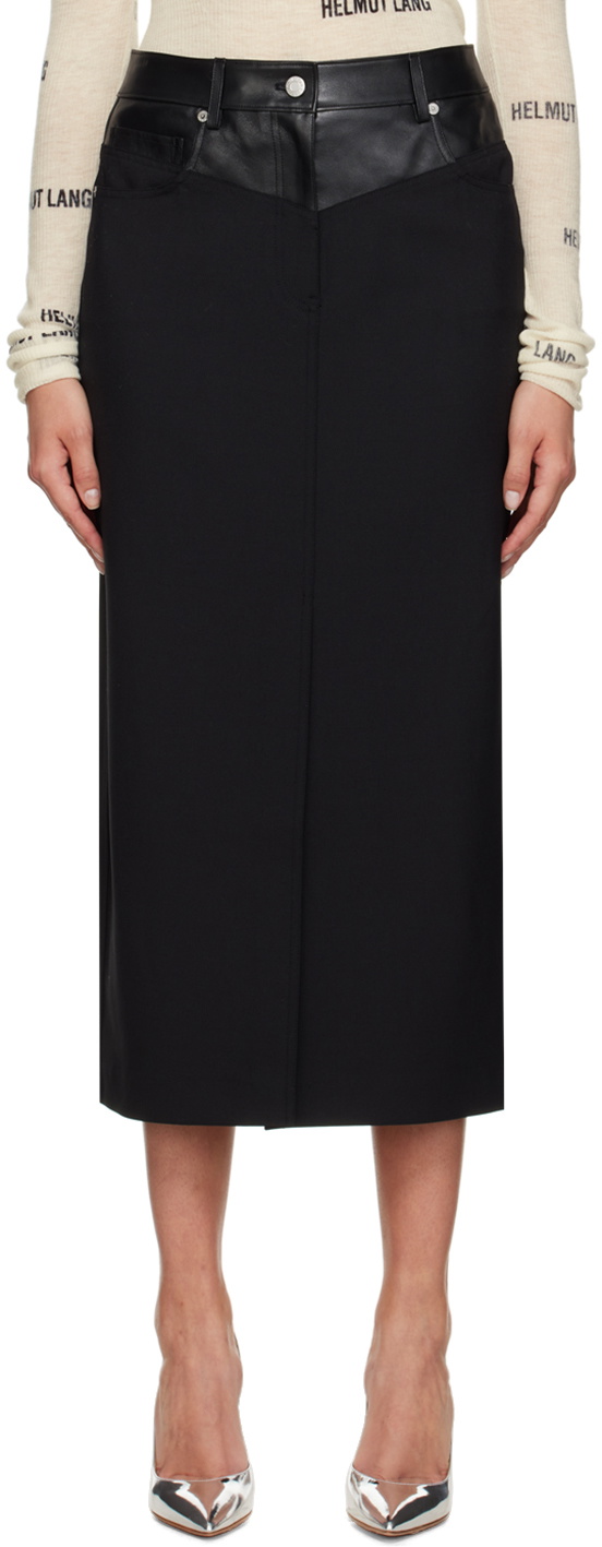 Helmut Lang Black Garter Midi Skirt Helmut Lang